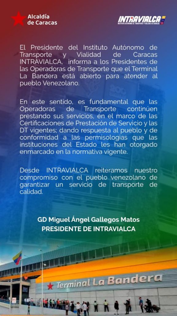 Terminal La Bandera se encuentra abierto y operadoras de transporte ...